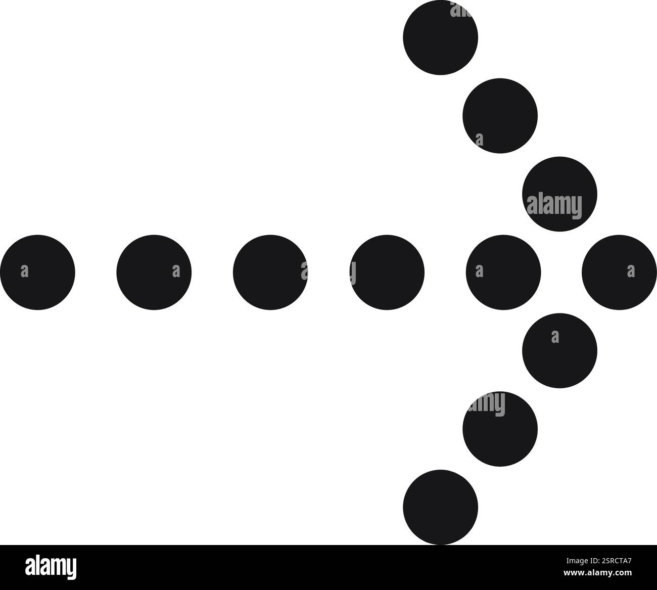 Black dotted arrow, composed of circles in increasing size, pointing right, serves as a modern ...