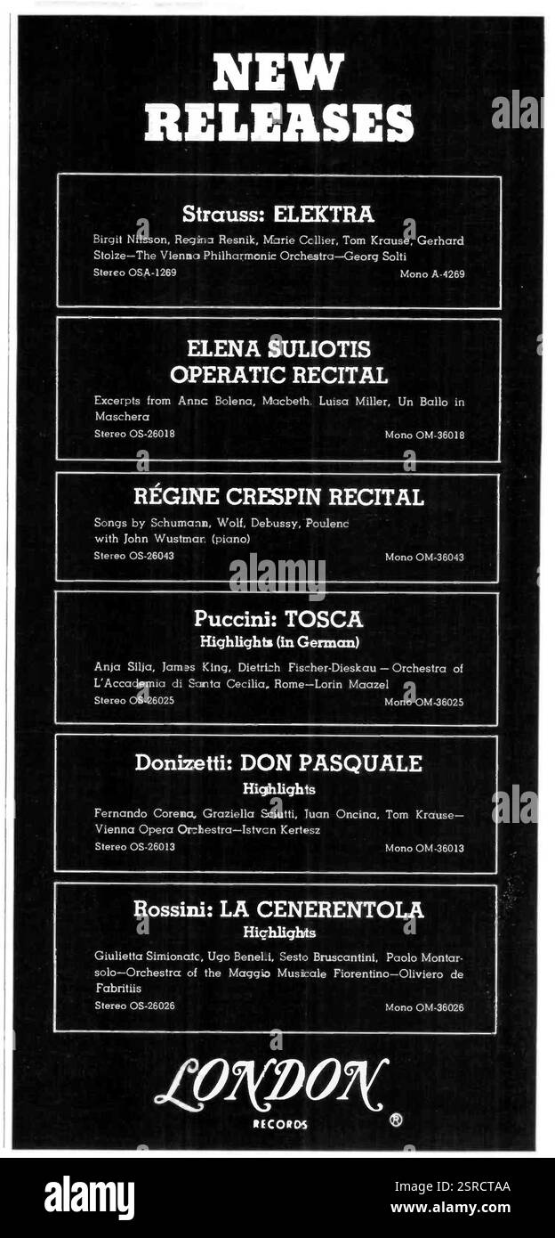 1967 US London Records classical music new releases ad Stock Photo - Alamy
