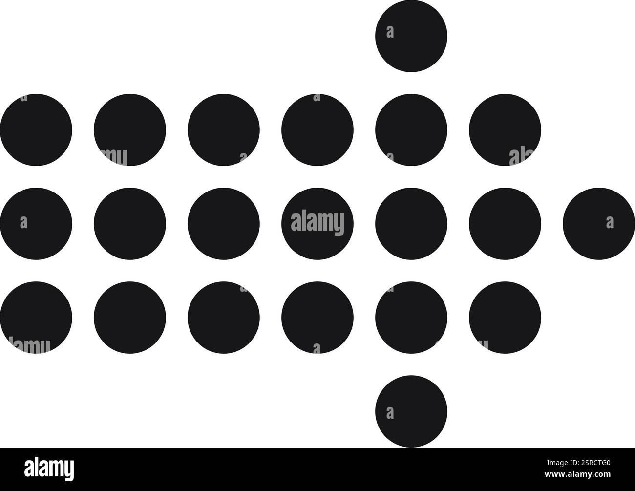 Black dots forming an arrow pointing right on a white background ...