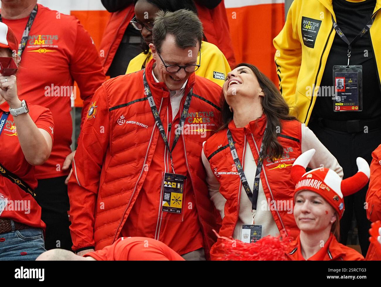 Prince Joachim and Princess Marie of Denmark watching the volleyball at ...