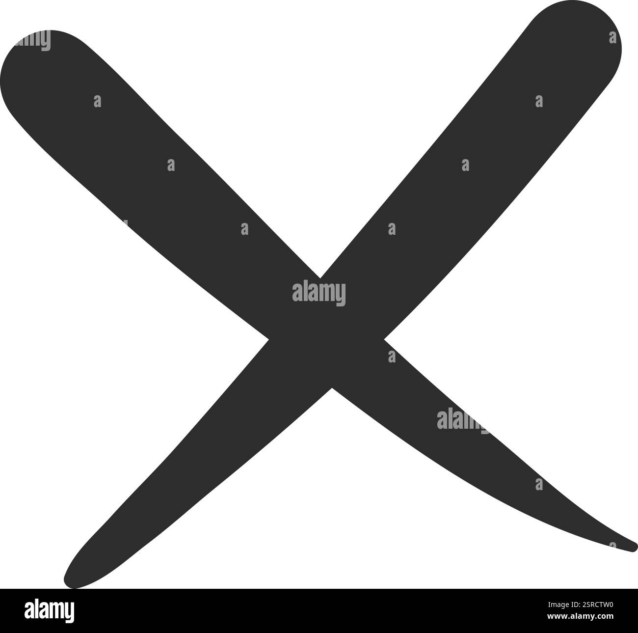 Two thick gray brushstrokes are crossing each other, forming a large X ...