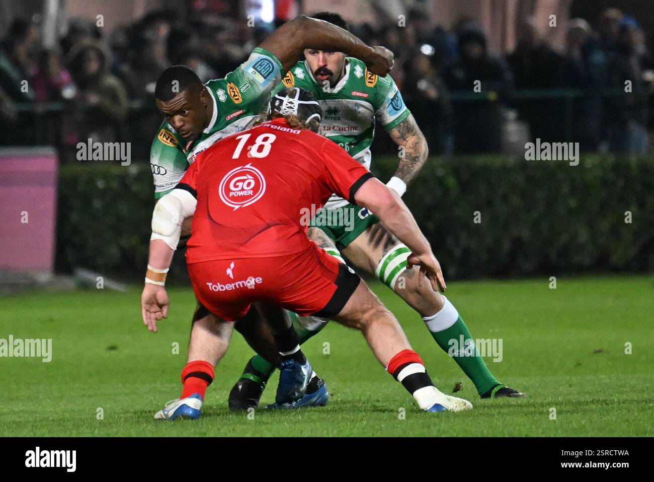 Treviso, Italy. 15th Feb, 2025. Alessandro Izekor ( Benetton Rugby ...