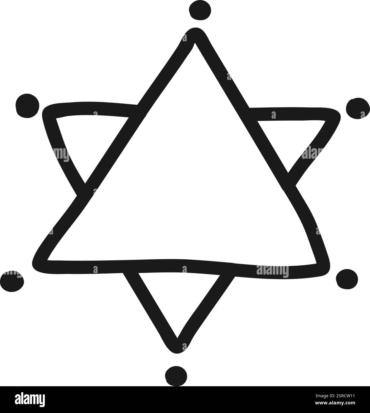 Hand drawn six pointed star with dots at each point, symbolizing Jewish ...