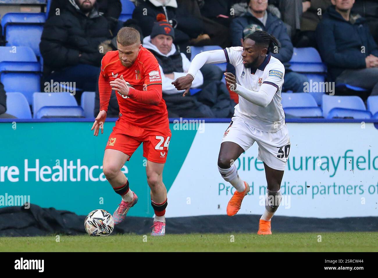 Birkenhead, UK. 15th Feb, 2025. Connor Lemonheigh-Evans (24) of Milton ...
