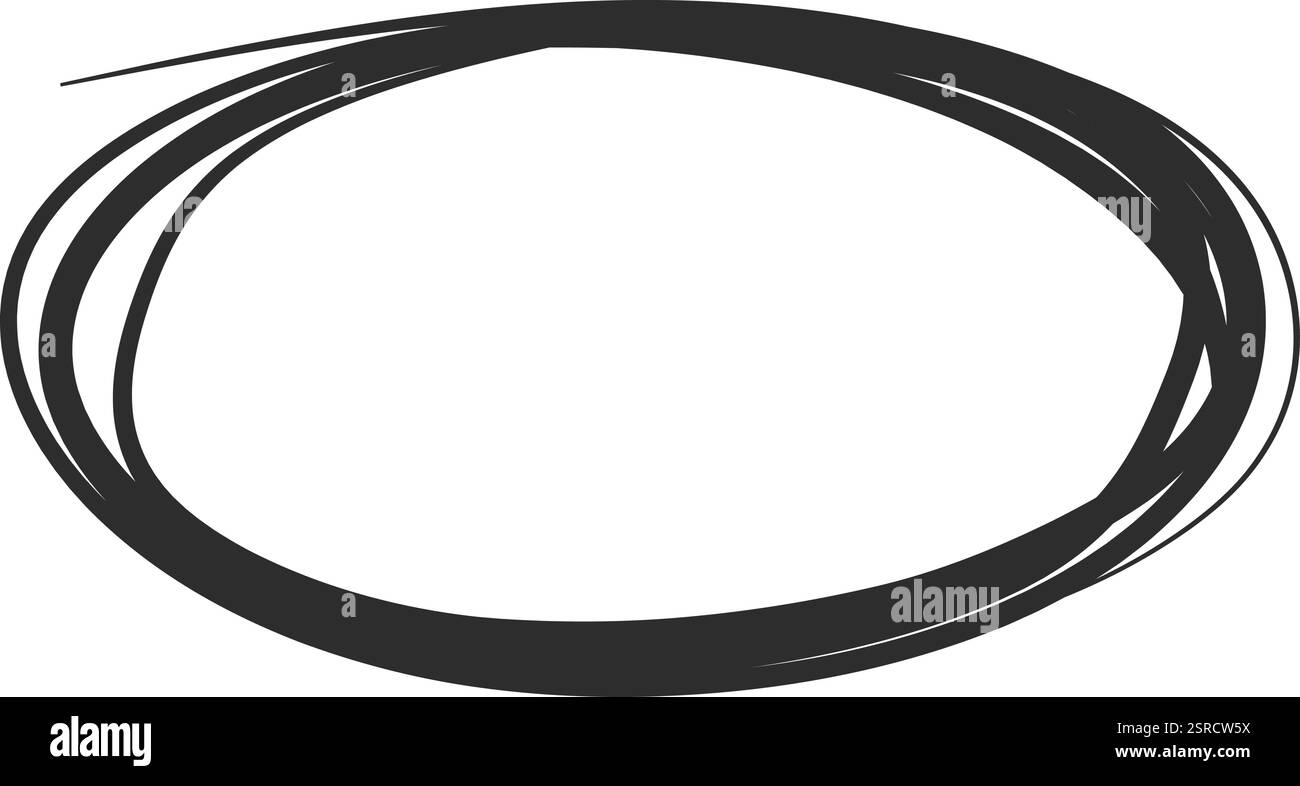 Black Oval Shape Created With Multiple Overlapping Strokes Of A Marker Forming A Frame For Text