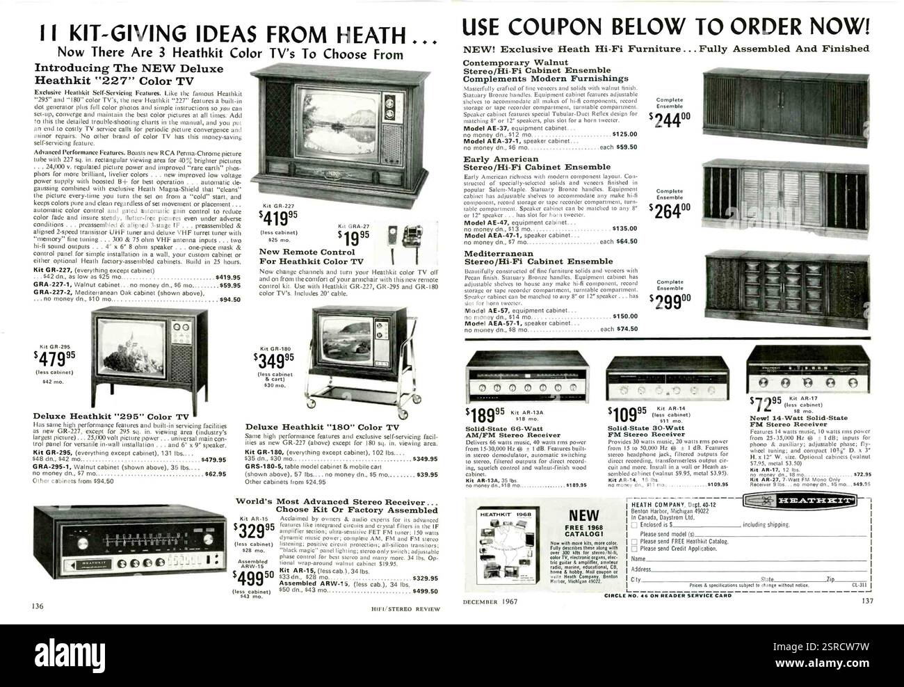 1967 US Heathkit TV and Hi Fi Stereo System Furniture ad Stock Photo - Alamy