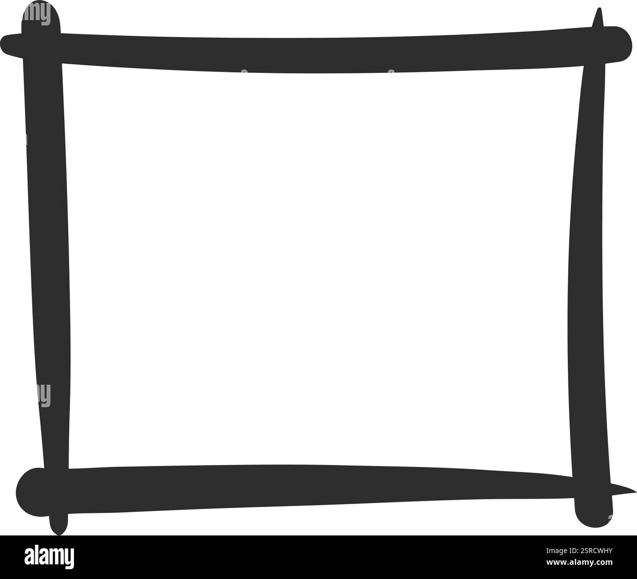Simple, hand drawn black frame creates a rectangular border, providing ...