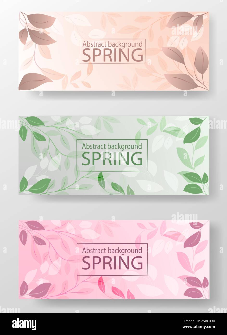 Colorful abstract backgrounds featuring spring themes with leaves and soft pastel shades Stock ...