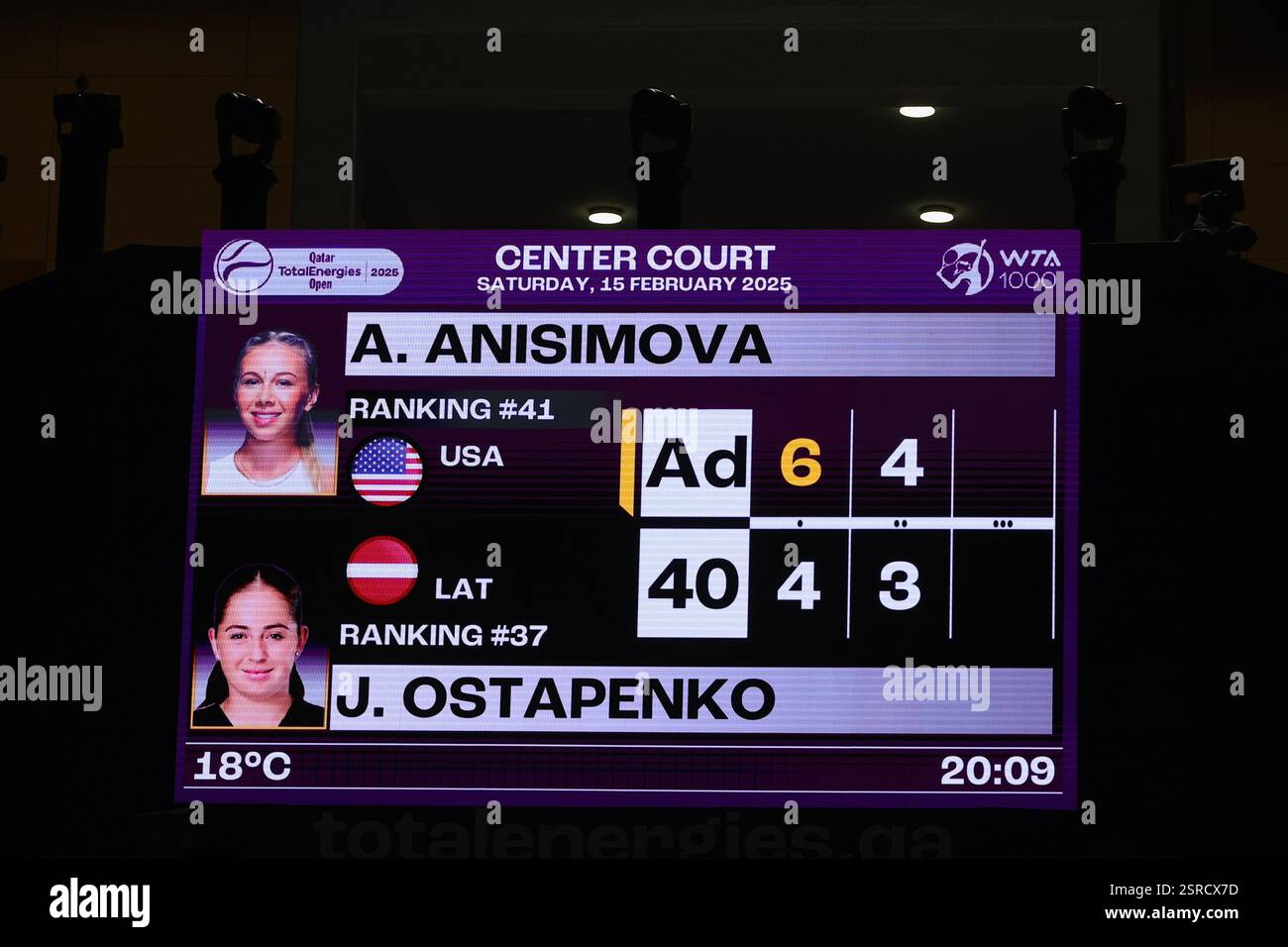 Tennis action from WTA Qatar Total Energies tennis tournament in Doha ...