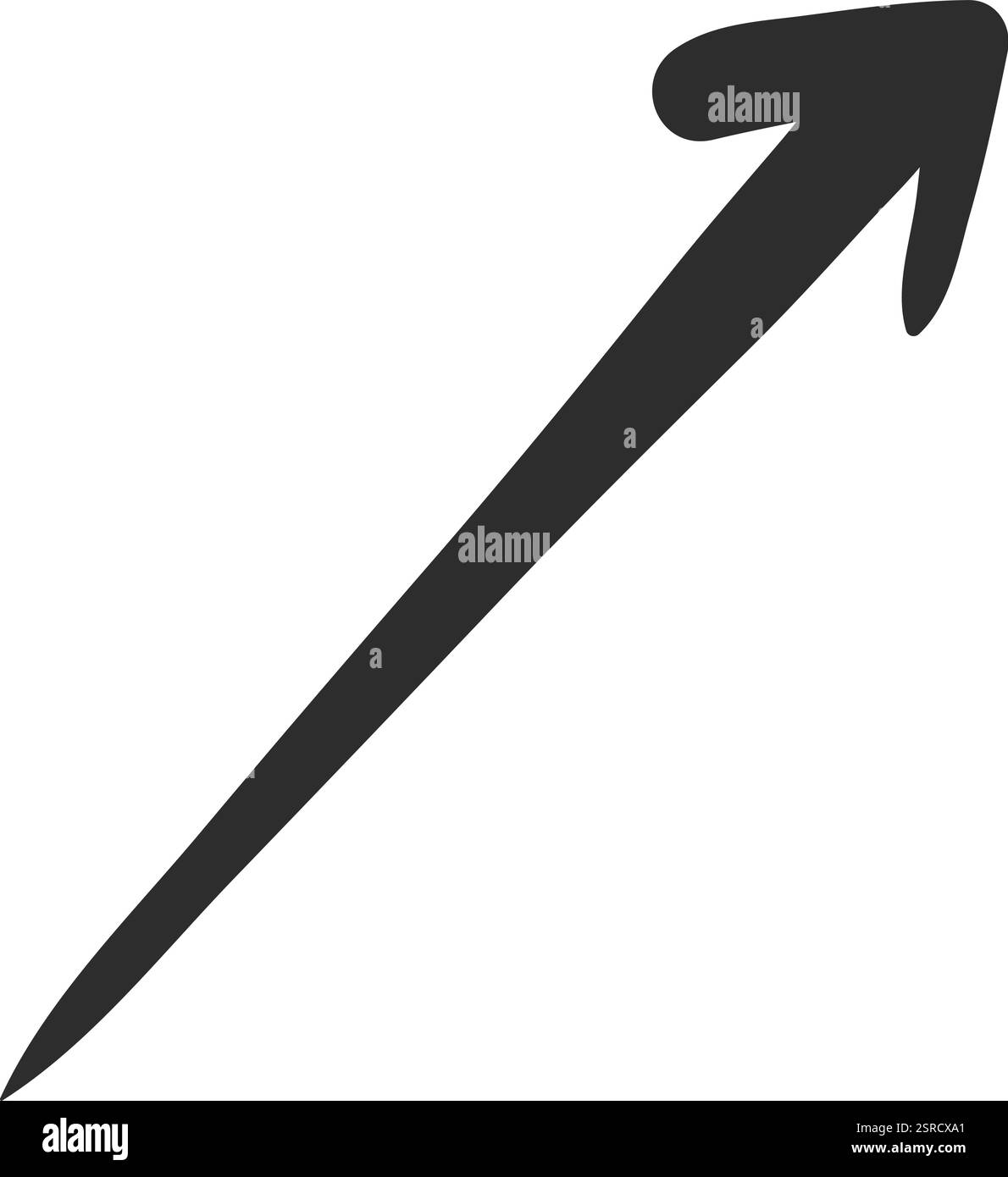 Simple, dark gray, hand drawn arrow pointing up and to the right on a ...