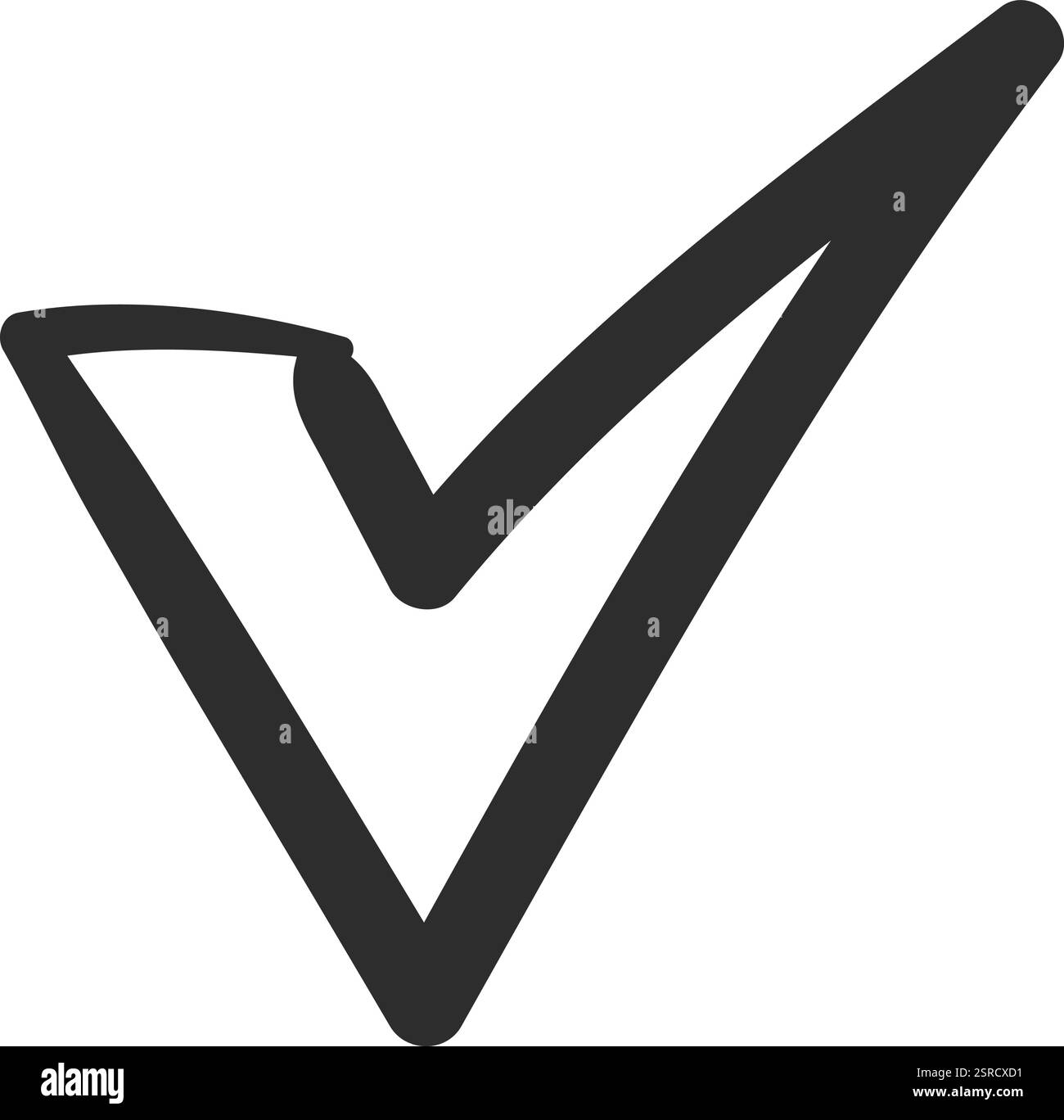 Simple, hand drawn check mark symbolizing approval, agreement, or task completion, conveying a ...
