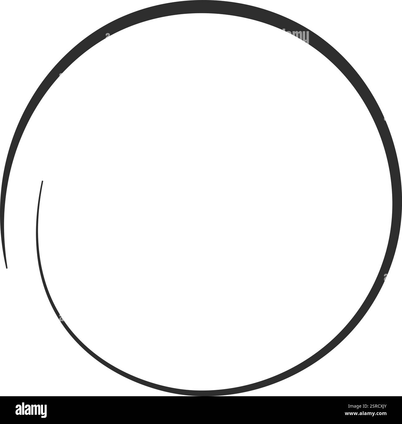 Simple graphic featuring an incomplete circle with two curved lines ...