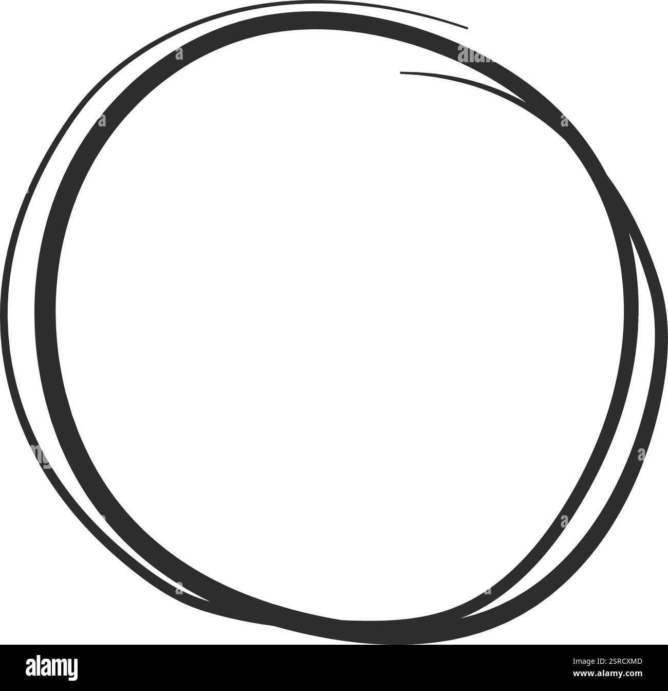 Double imperfect black circles drawn on a white background create a ...