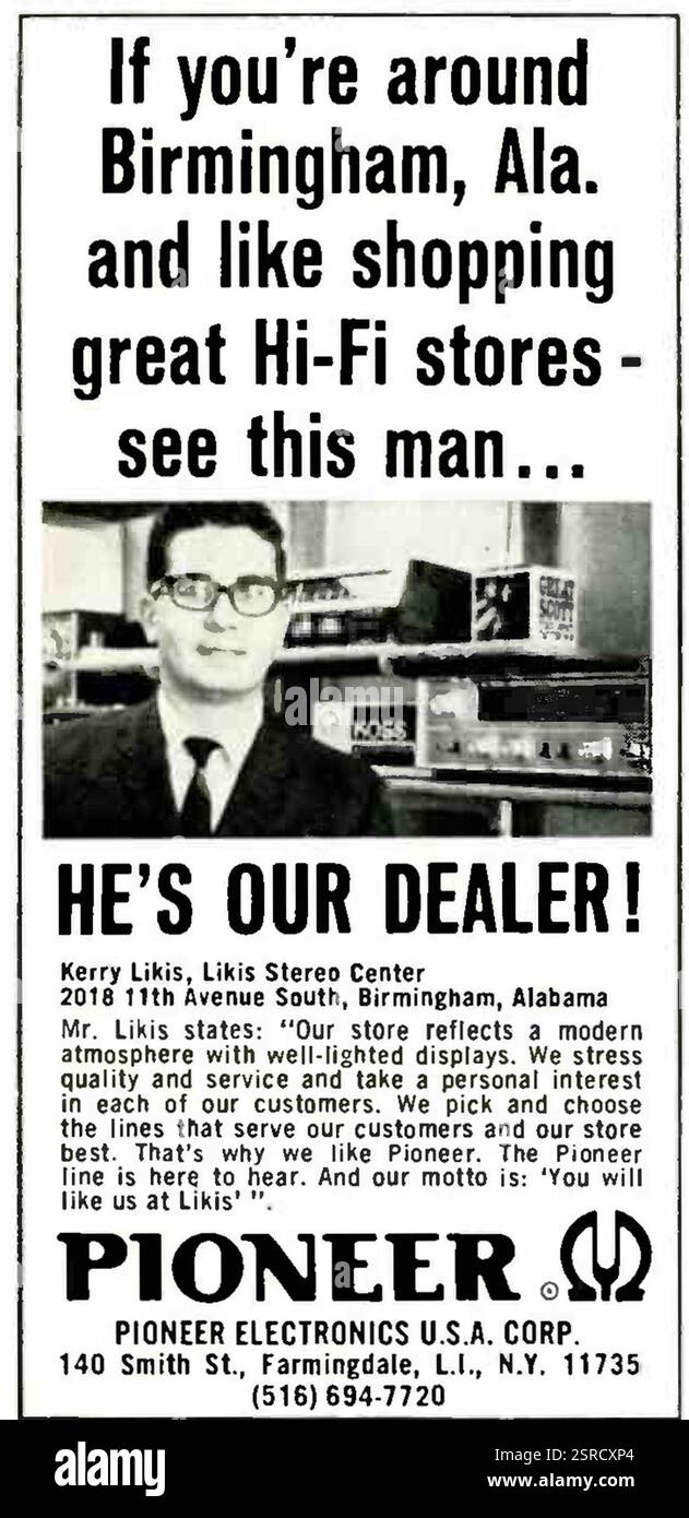 1967 US Pioneer electronics USA Corp Hi-Fi stores dealer ad ...