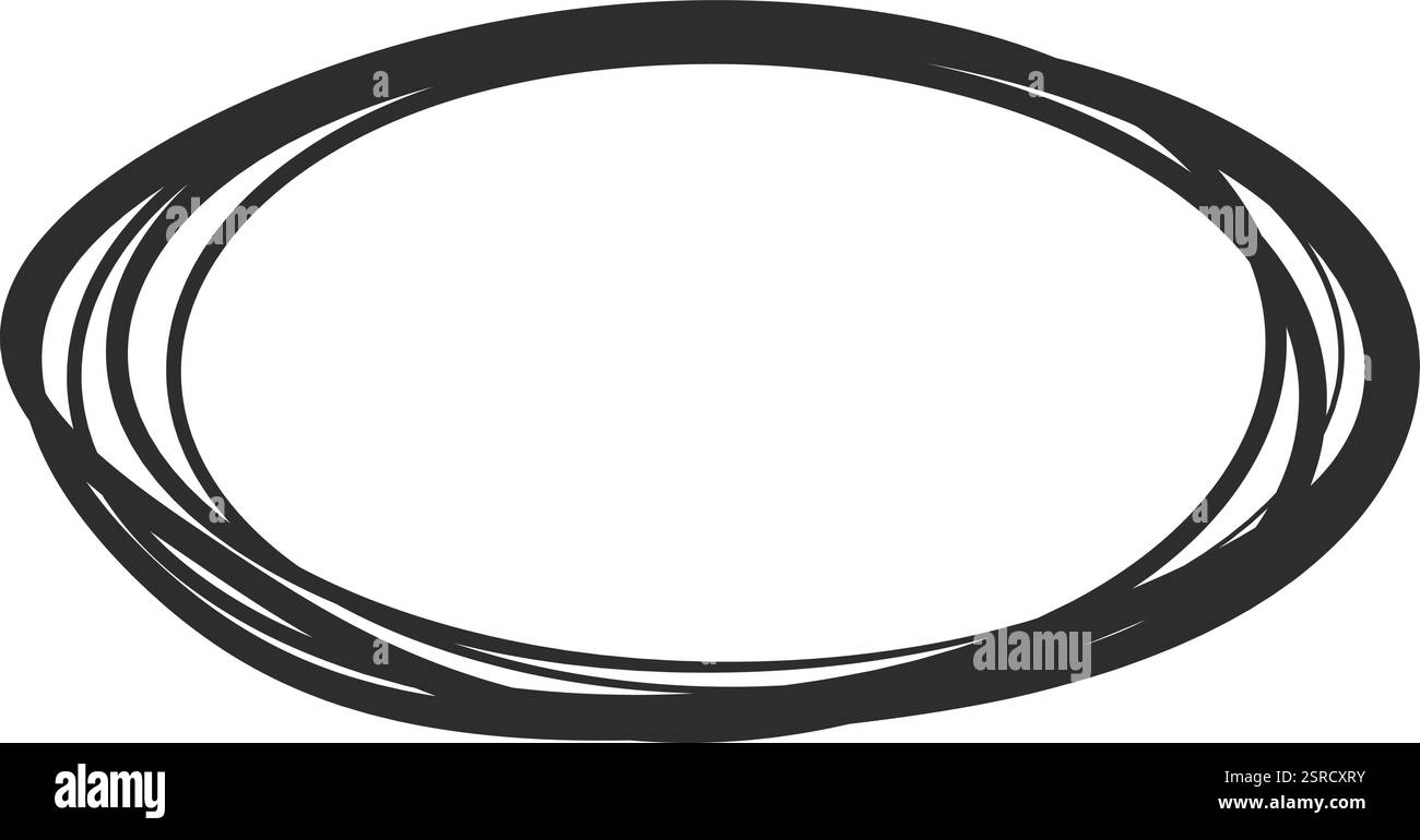 Multiple overlapping black lines form an oval shape, creating a hand drawn frame with a ...