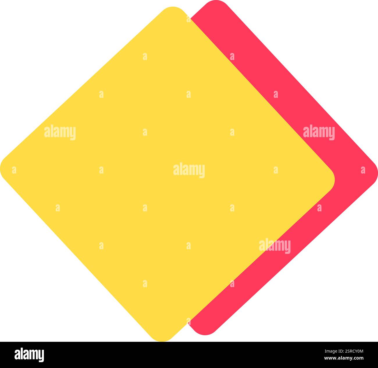 Yellow rounded corner square overlapping a pink rounded corner square on a white background ...