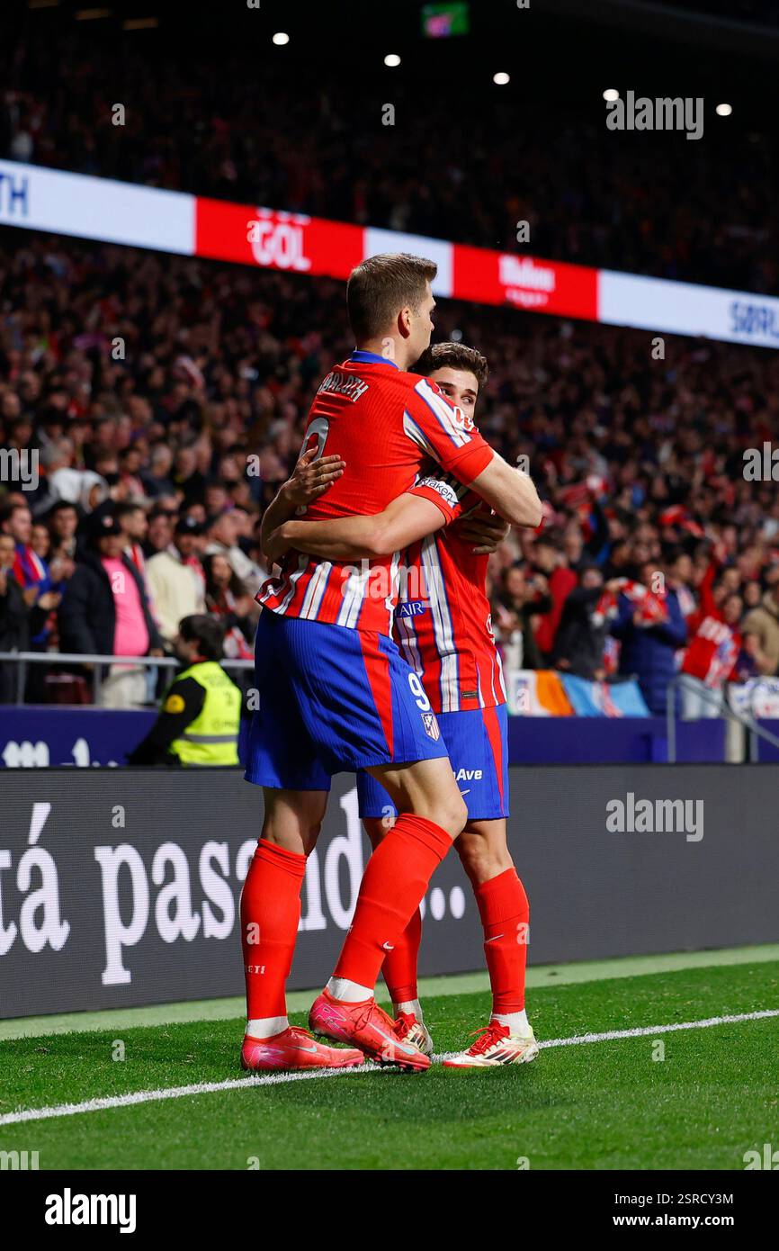 Alexander Sorloth of Atletico de Madrid celebrates a goal during the ...