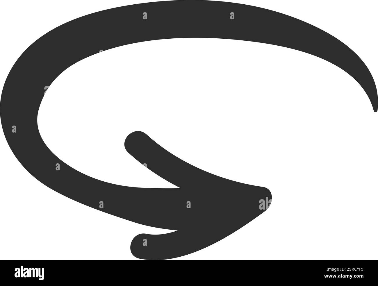 Hand drawn circular arrow pointing downwards, effectively symbolizing ...