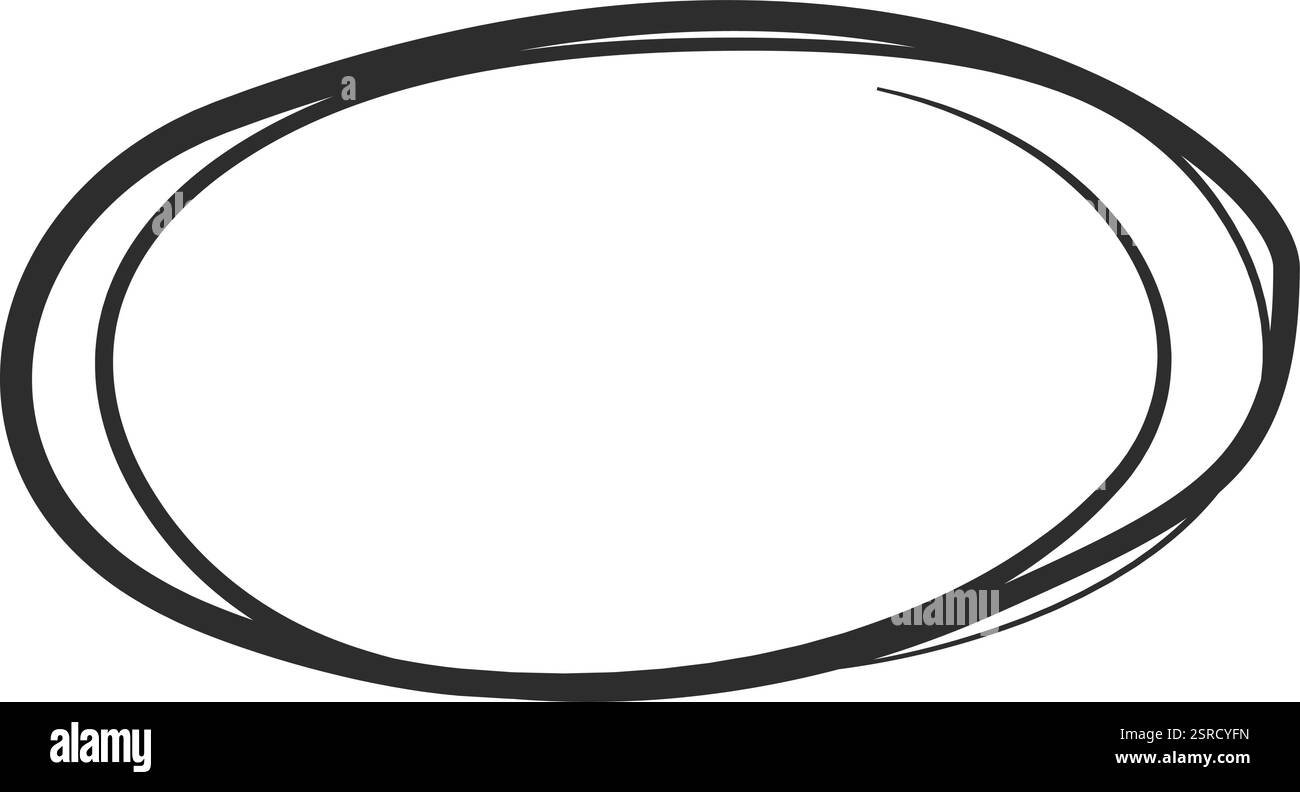 Hand drawn oval shape featuring double black lines creates a stylish ...