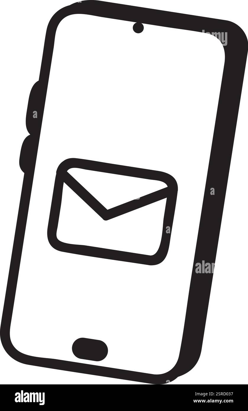 Modern smartphone displaying a new email notification on the screen ...