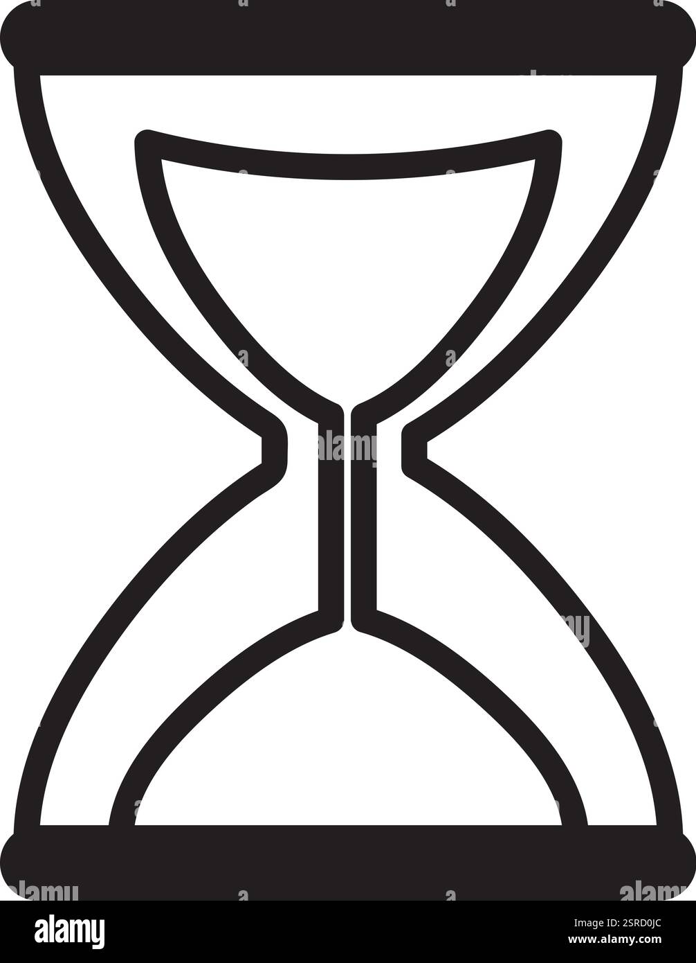 Minimalist vector illustration featuring an hourglass with sand flowing ...