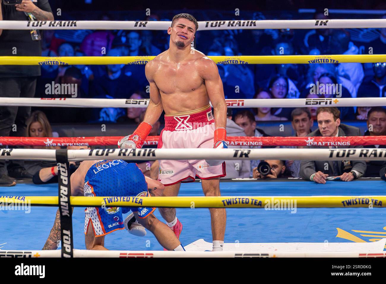 February 14, 2025, New York, New York, USA: XANDER ZAYAS (pink and ...