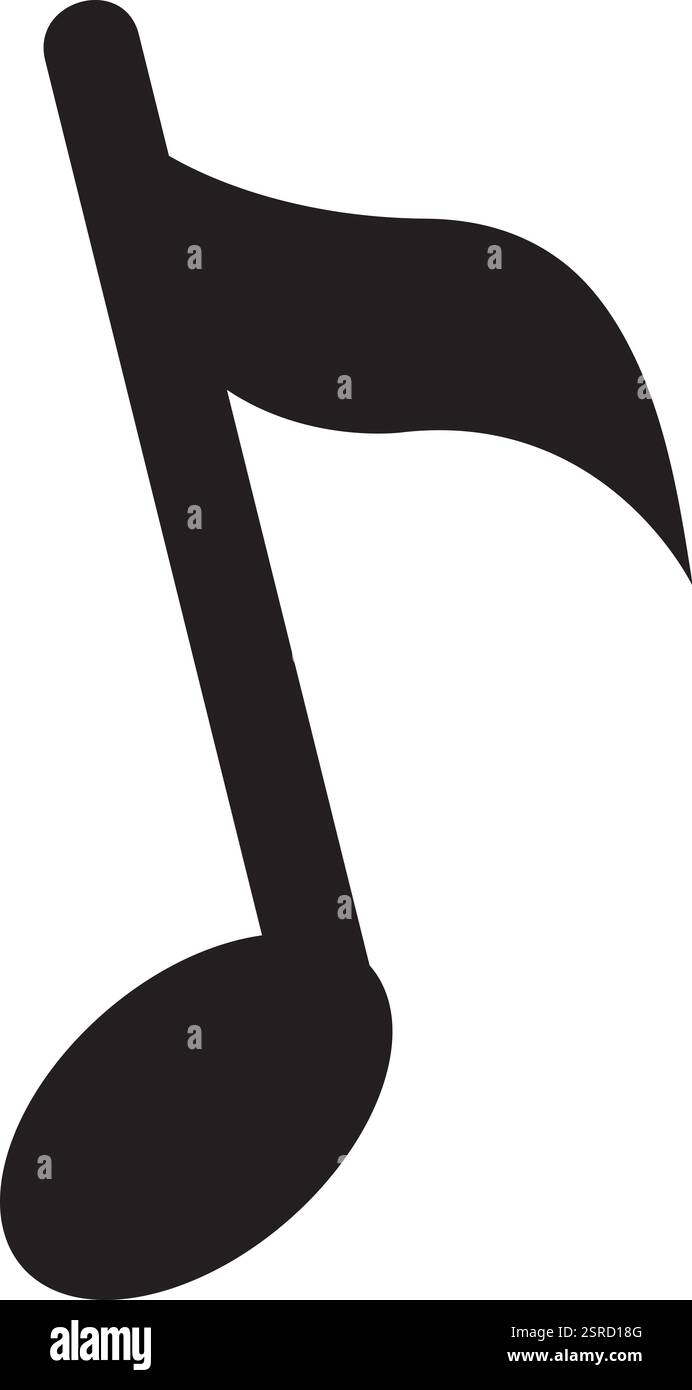 Simple black silhouette of an eighth note, embodying musical concepts ...