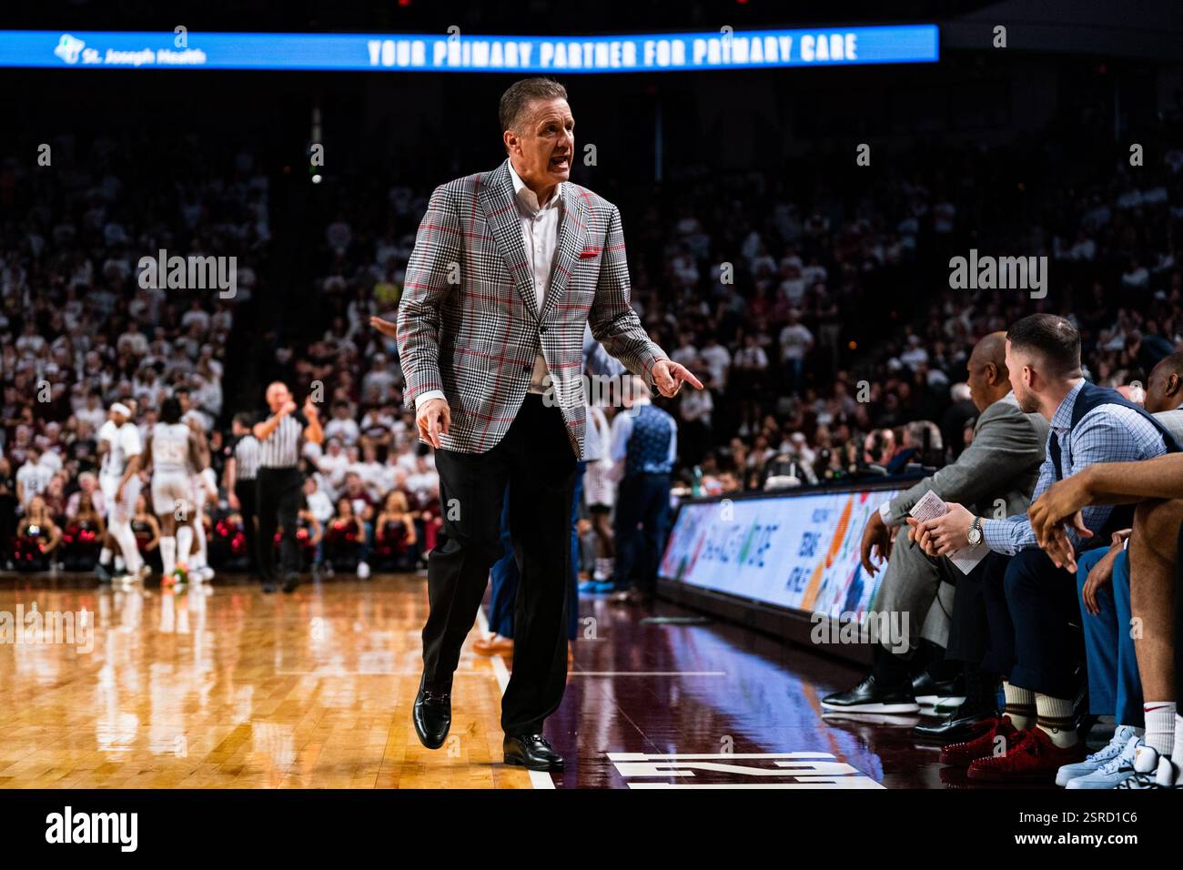 College Station, Texas, USA. 15th Feb, 2025. Arkansas head coach JOHN ...