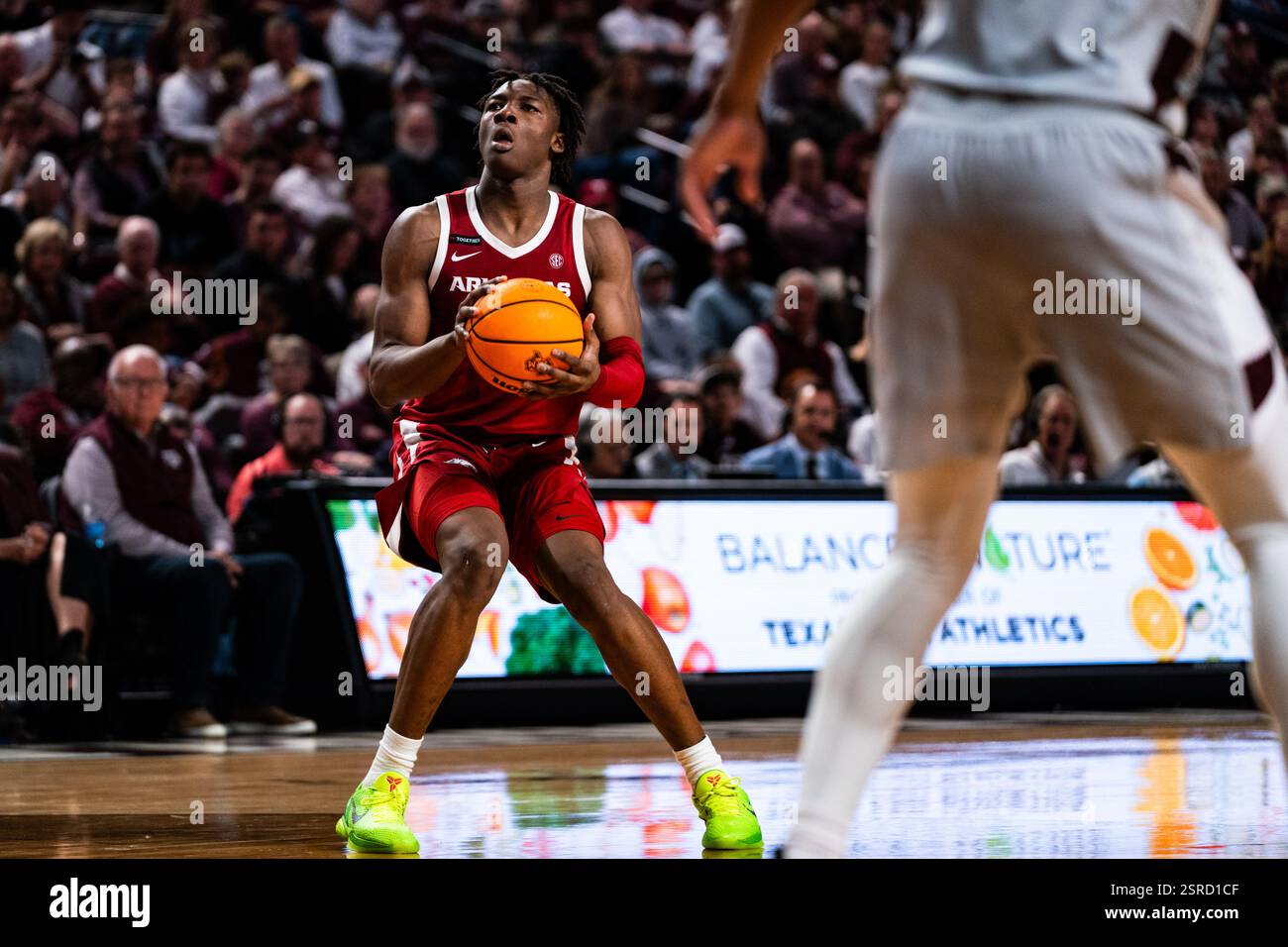 College Station, Texas, USA. 15th Feb, 2025. Arkansas forward ADOU ...