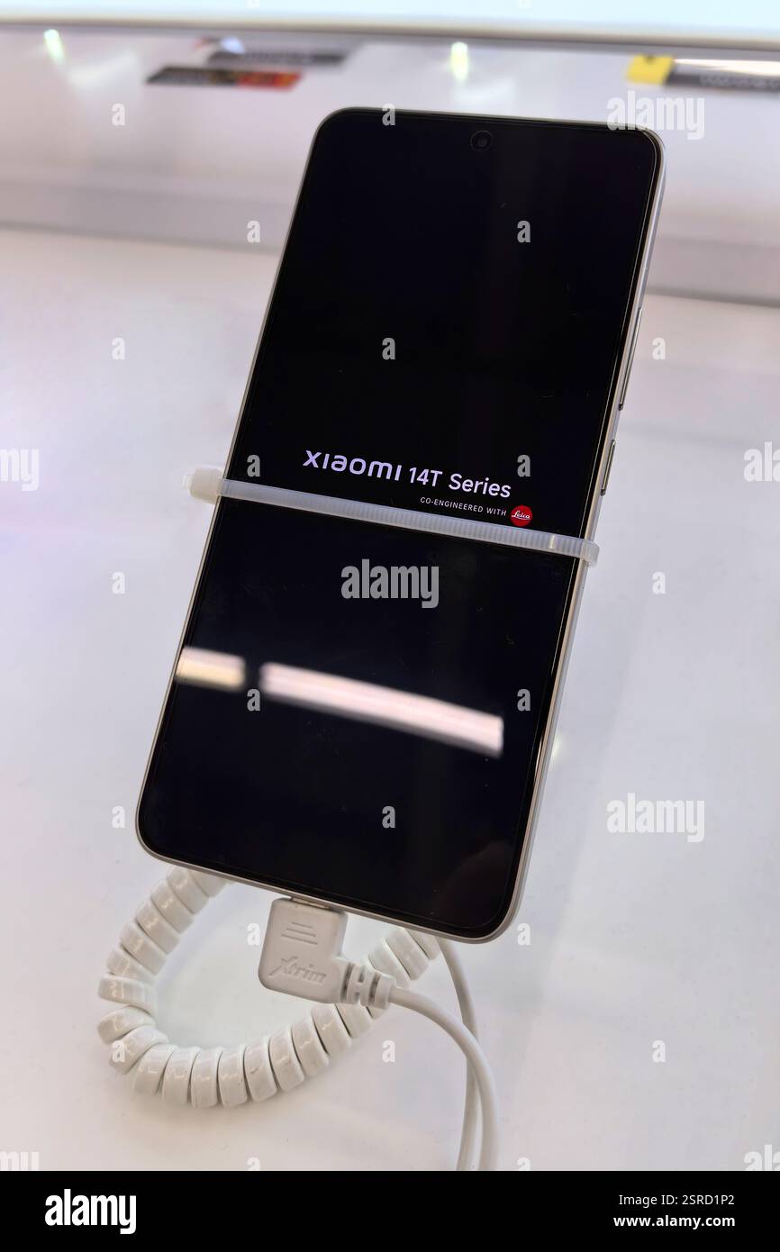 Bobruisk, Belarus - 10 February 2025: A sleek smartphone is showcased ...