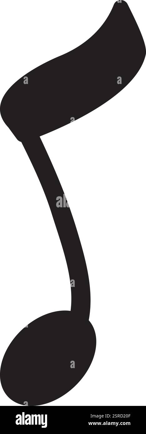 Simple black silhouette of an eighth note, representing rhythm, melody ...