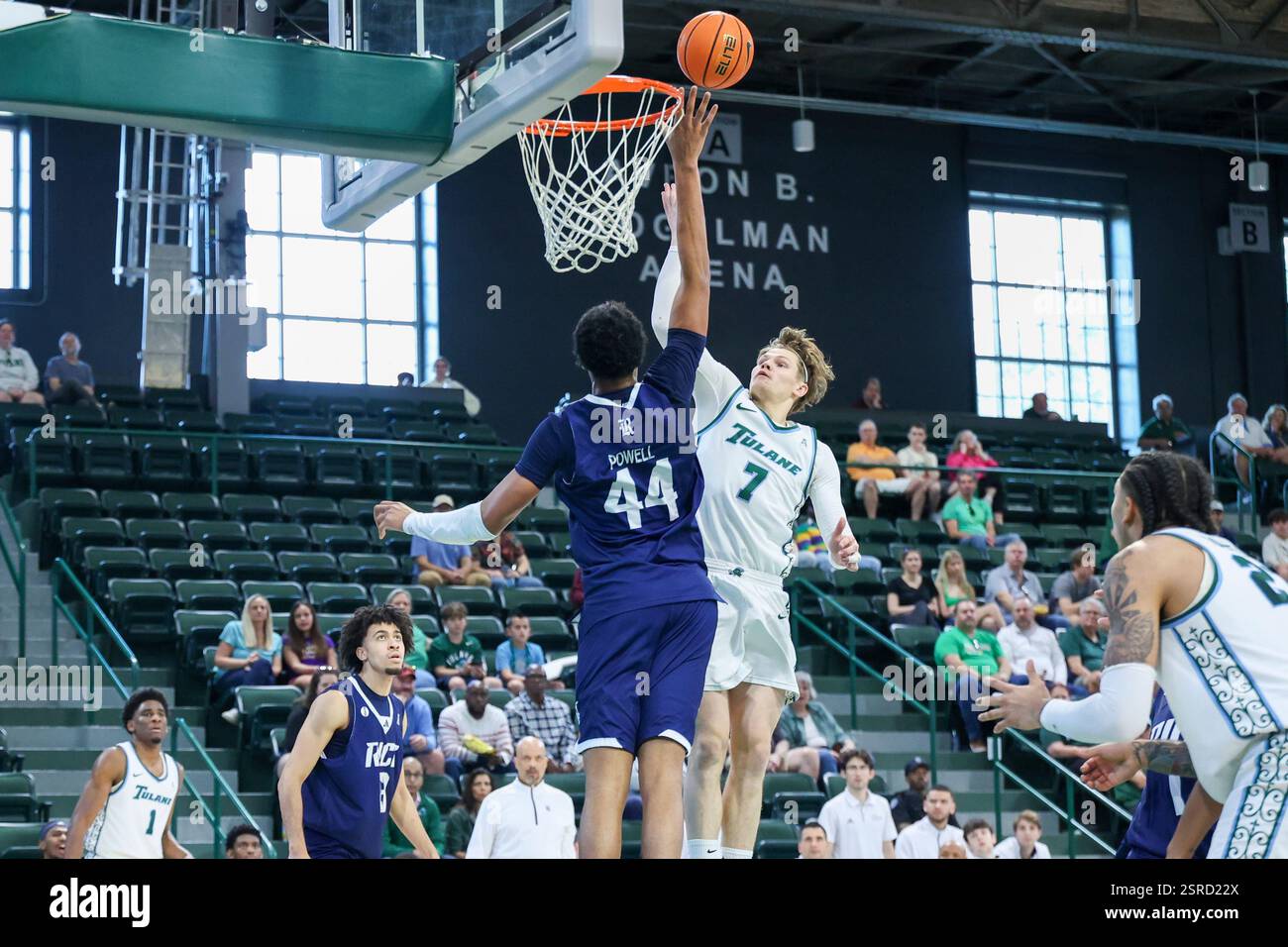 New Orleans, United States. 15th Feb, 2025. Rice Owls forward Caden ...