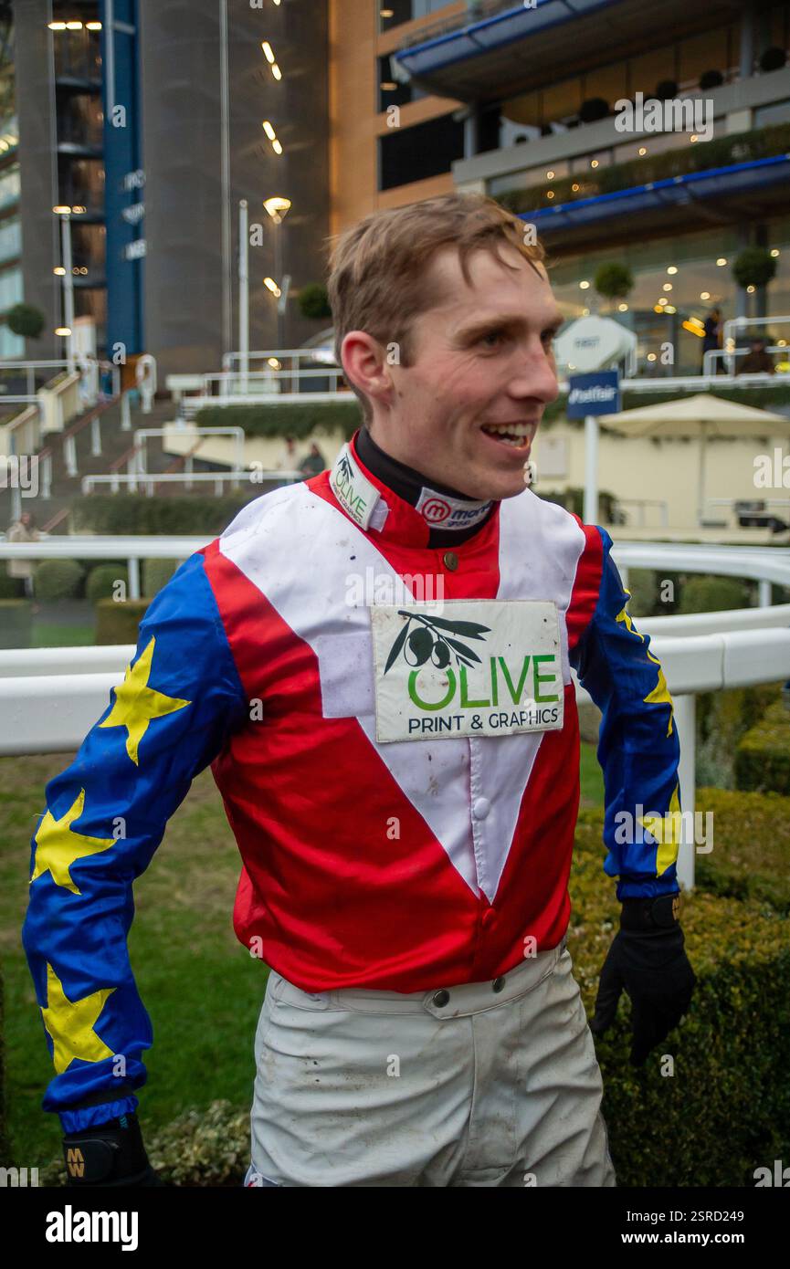 Ascot, Berkshire, UK. 15th February, 2025. Jockey Harry Cobden who rode ...