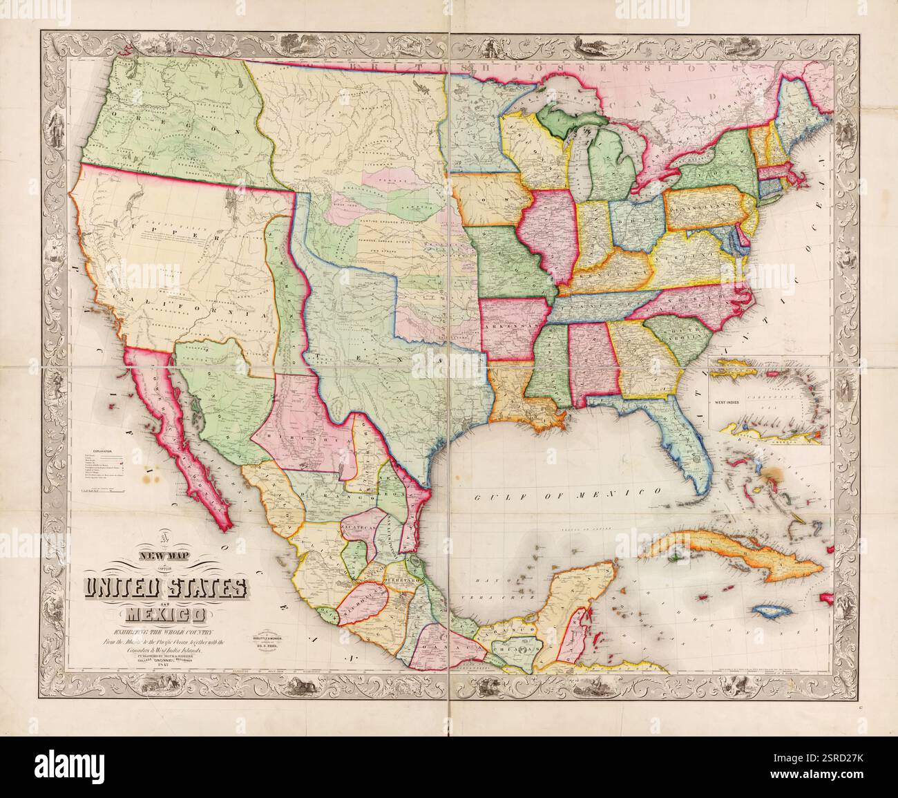 map of the United States and Mexico, including the Gulf of Mexico ...