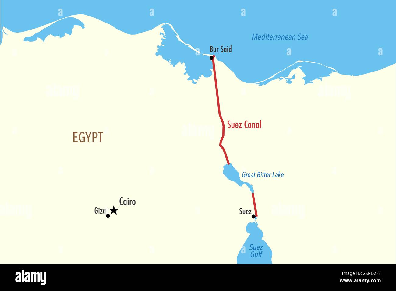 Map of Suez Canal Route in Egypt - Infographic Illustration Stock Photo - Alamy