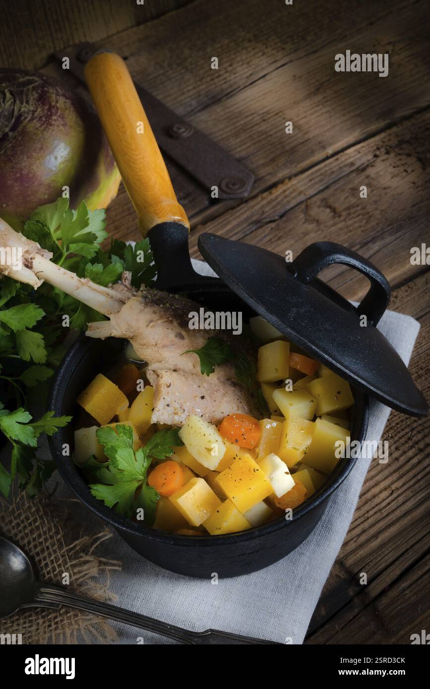 Goose - soup with red wine and thyme Stock Photo - Alamy