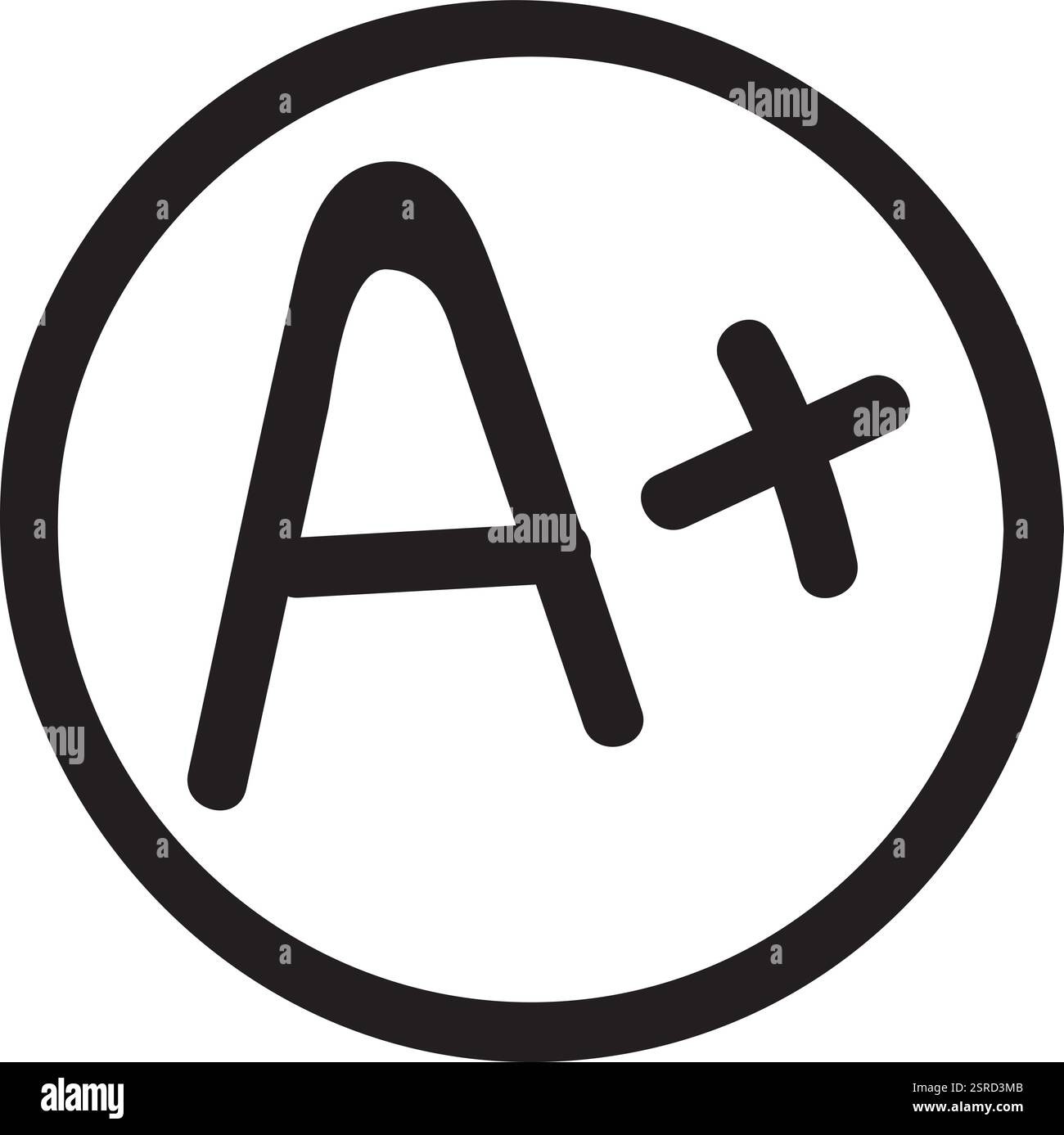 Hand drawn design featuring an A plus grade enclosed in a circle ...