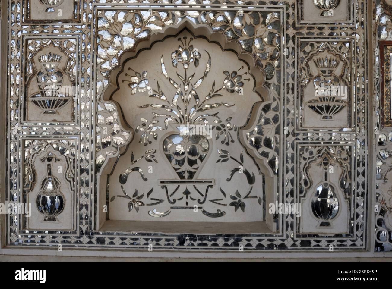 Mirror work window verandah inside Amber Fort Jaipur Rajasthan India ...