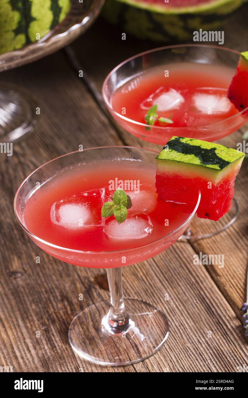 Watermelon juice with ice Stock Photo - Alamy