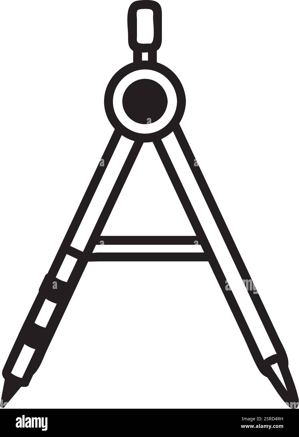 Drawing compass with adjustable legs ending with sharp points ...