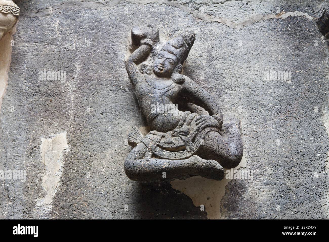 Statue on wall, kailasa temple, aurangabad, maharashtra, india, asia ...