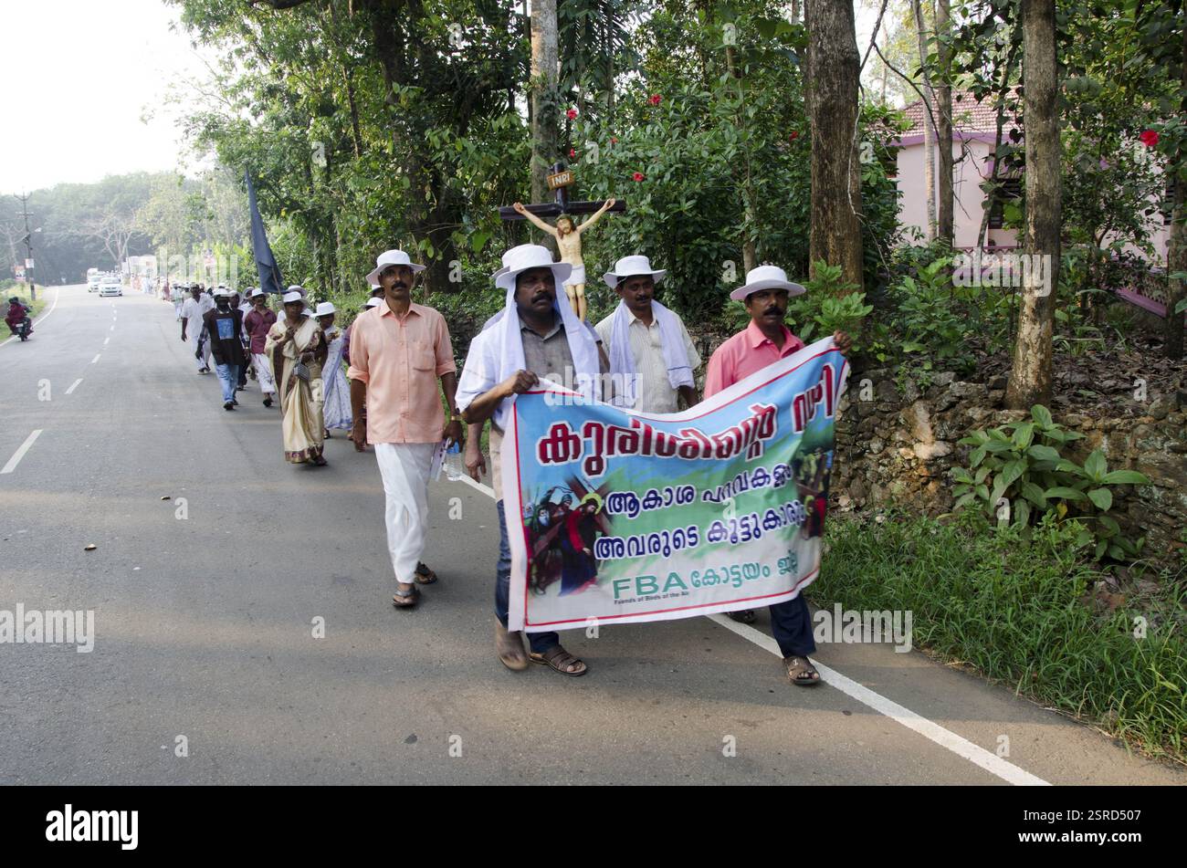 Christian religious procession on road, kerala, india, asia Stock Photo ...