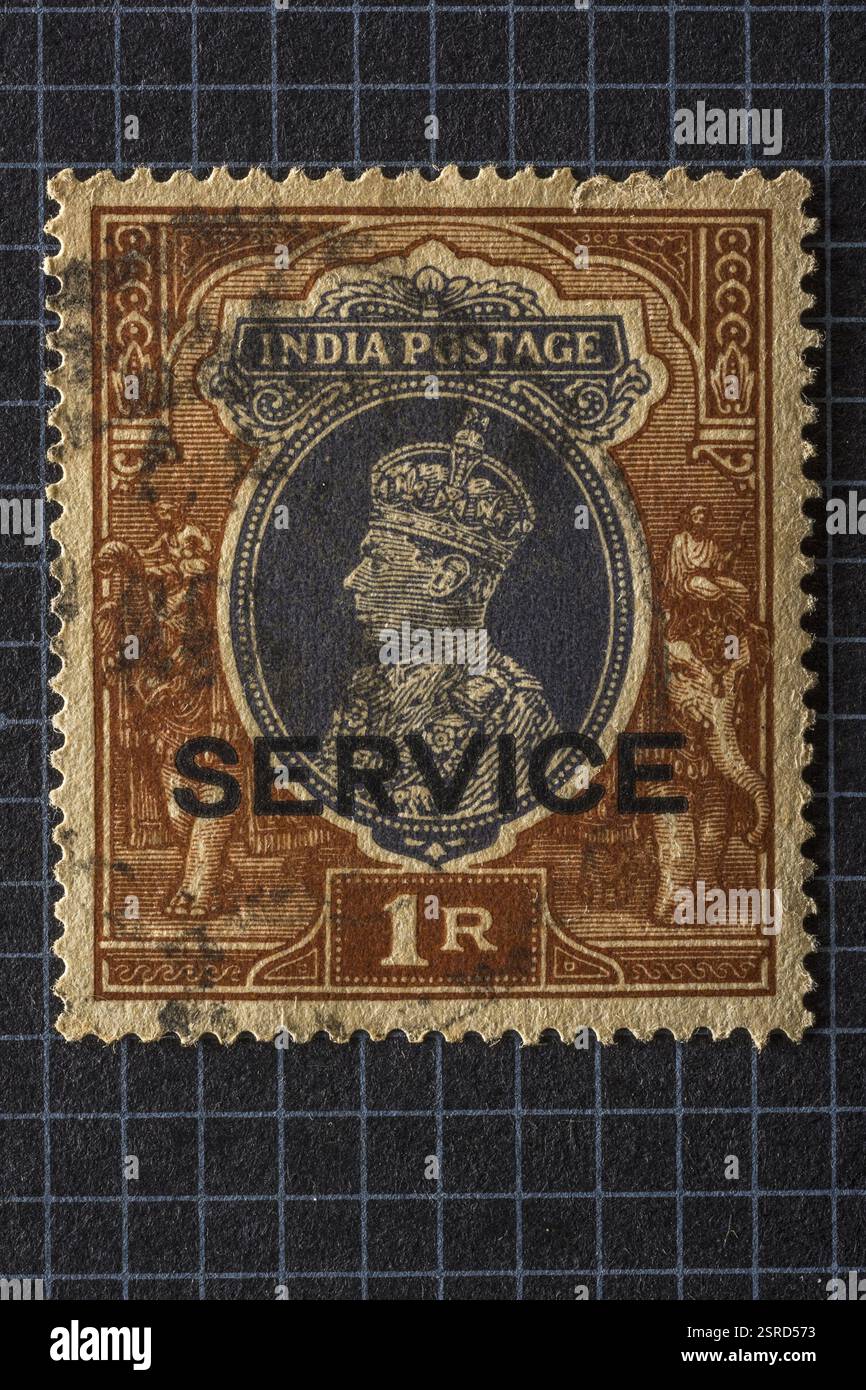Postage service 1r stamp, india, asia Stock Photo - Alamy