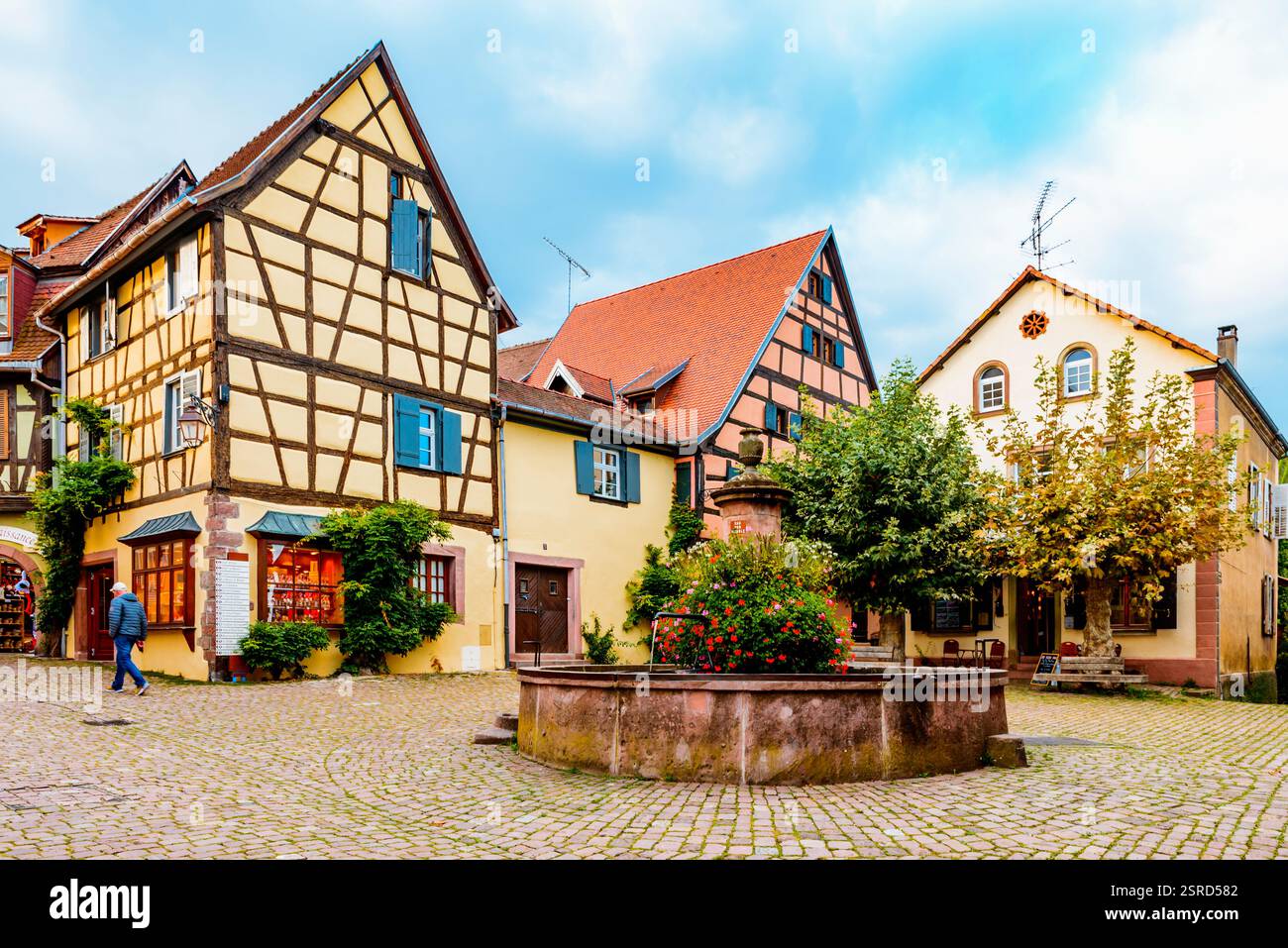 Traditional half-timbered french houses. Riquewihr, Sainte-Marie-aux ...