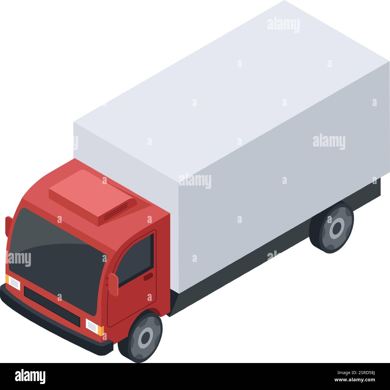 Red delivery truck transporting merchandise, representing logistics and ...