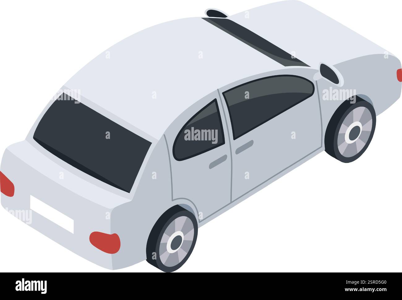 White generic sedan car parked in isometric view, illustrating concepts ...