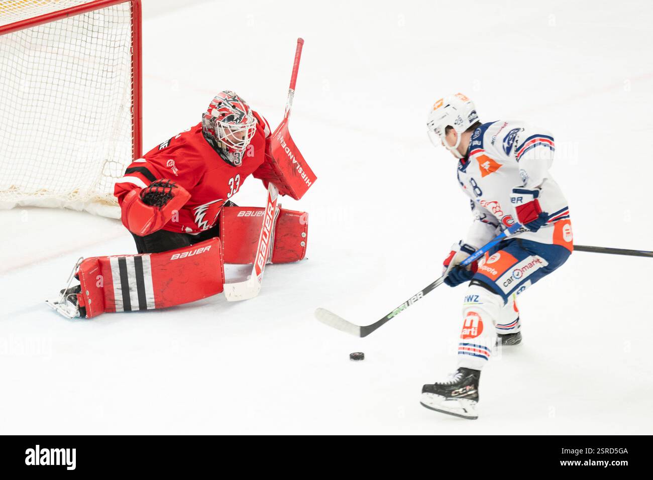 Lausanne, Switzerland. , . Kevin Pasche (goalkeeper) of Lausanne HC #33 ...