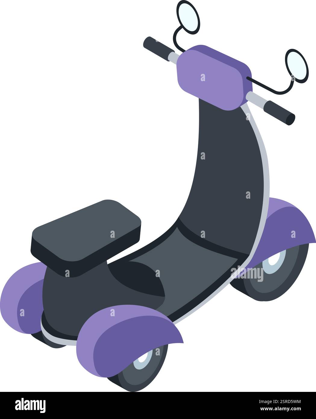 Modern three wheeled electric scooter standing still, isometric view ...