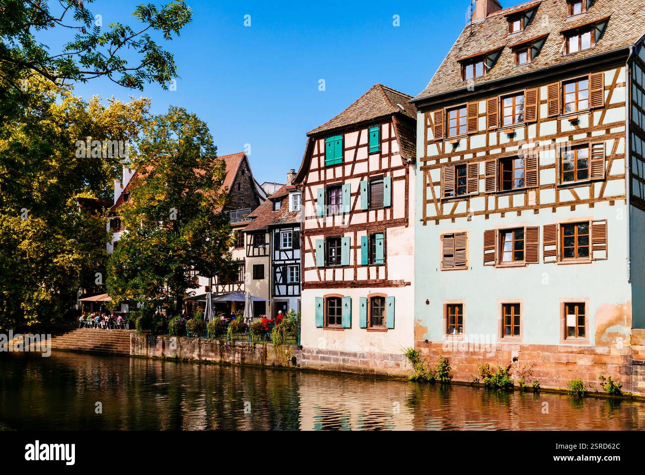 Picturesque half-timbered buildings in the Petite France canal area ...