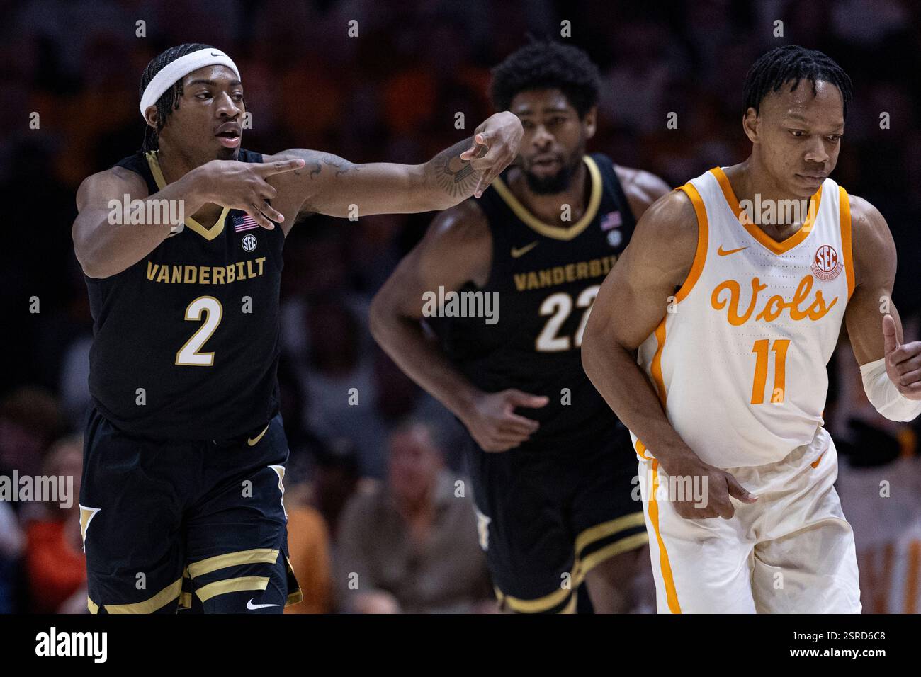 Vanderbilt guard MJ Collins Jr. (2) reacts to hitting a 3-point shot ...